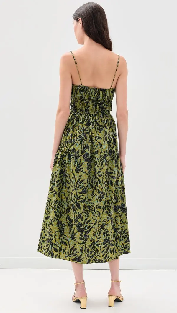 Ulla Johnson Ruched Botanical Print Cotton Dress