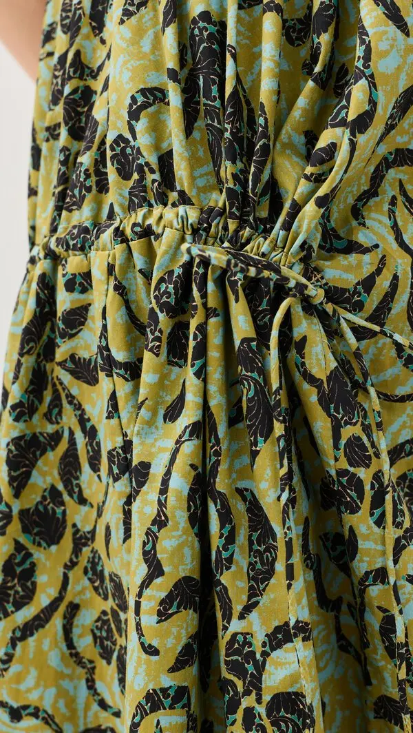 Ulla Johnson Ruched Botanical Print Cotton Dress