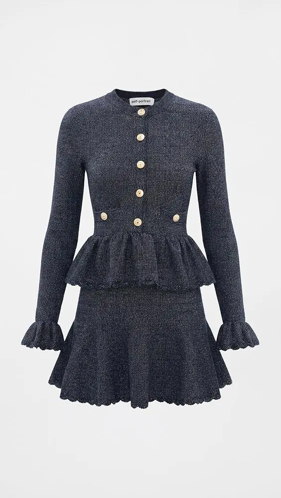 SELF-PORTRAIT Textured Knit Mini Dress