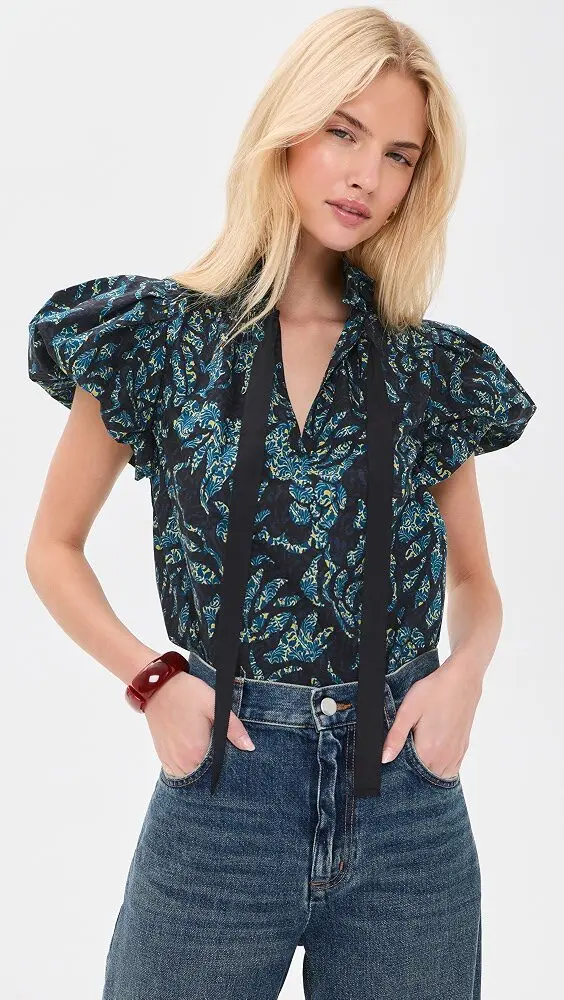 Ulla Johnson Estela Short Sleeve Cotton Top