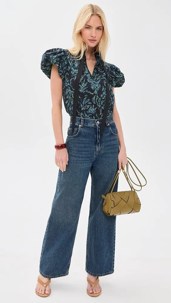Ulla Johnson Estela Short Sleeve Cotton Top