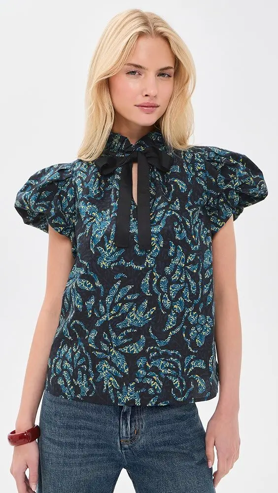 Ulla Johnson Estela Short Sleeve Cotton Top