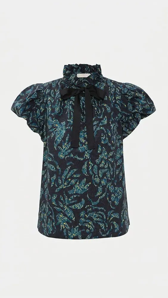 Ulla Johnson Estela Short Sleeve Cotton Top