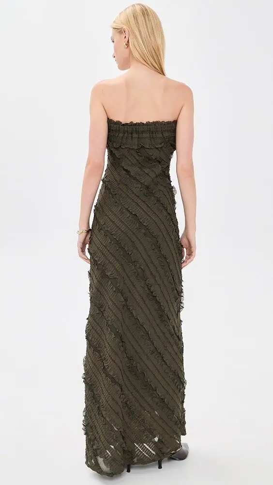 Endless Rose Strapless Ruffled Maxi Dress