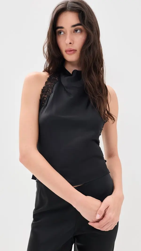 Cami Nyc Lucille Silk Top With Lace Trim