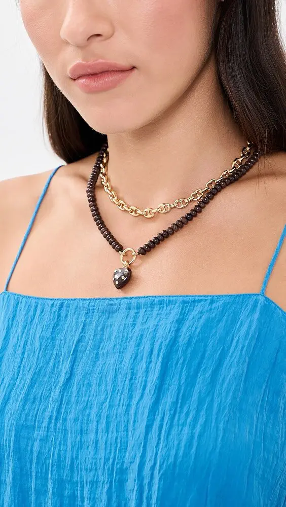 Madewell Polka Dot Stone Heart Charm Necklace