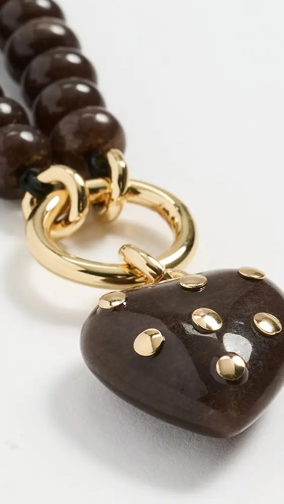 Madewell Polka Dot Stone Heart Charm Necklace