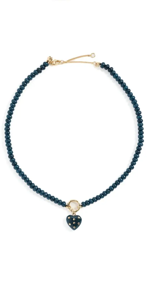 Madewell Polka Dot Stone Heart Charm Necklace - Twilight