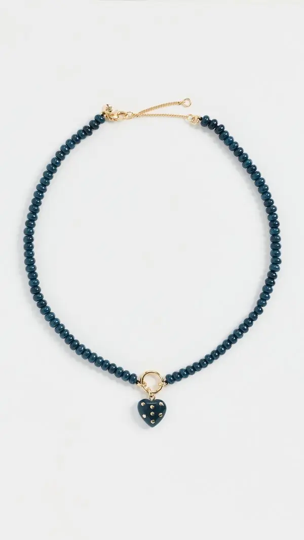Madewell Polka Dot Stone Heart Charm Necklace - Twilight