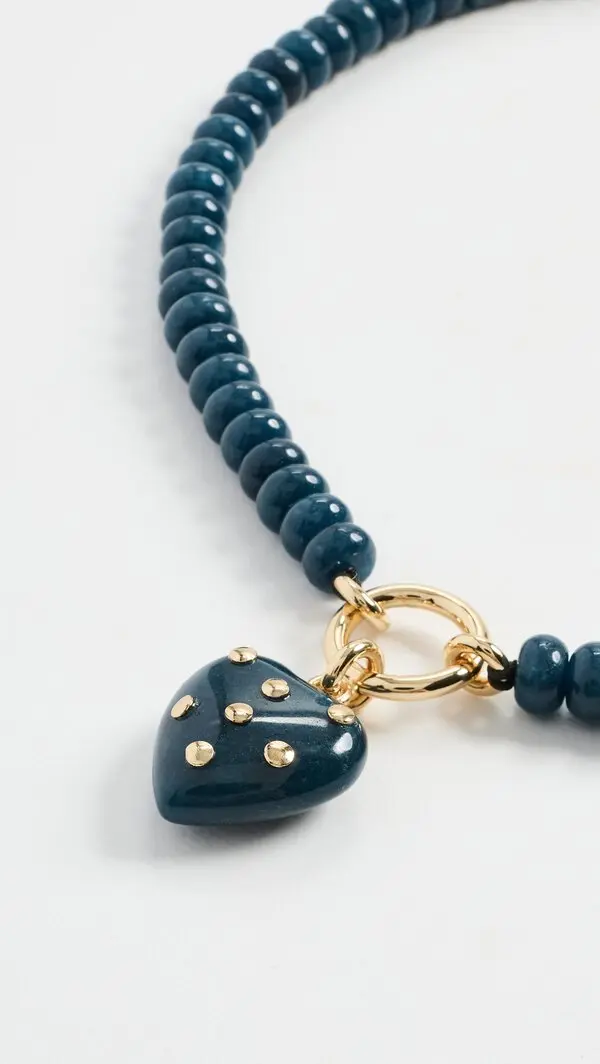 Madewell Polka Dot Stone Heart Charm Necklace - Twilight