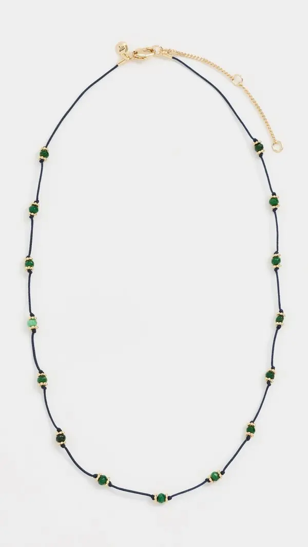 Madewell Beaded Silk Necklace With Semi-precious Stones - Deep Indigo