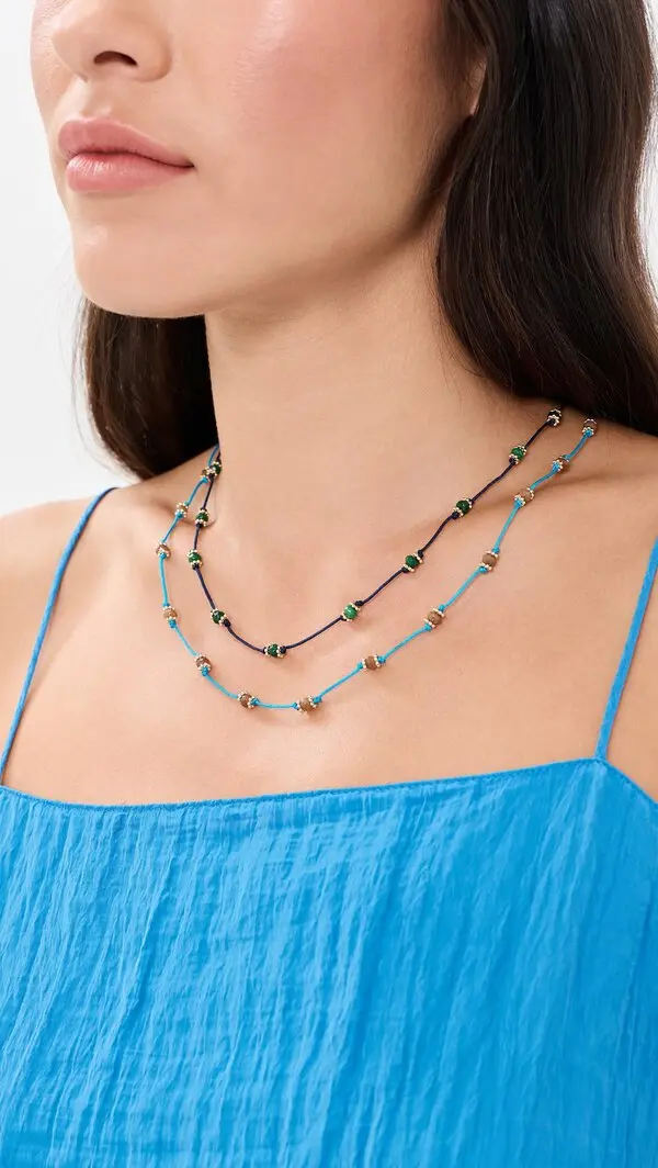 Madewell Beaded Silk Necklace With Semi-precious Stones - Deep Indigo