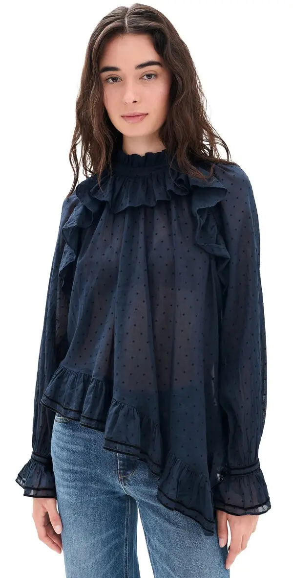 Ulla Johnson Marcella Long Sleeve Cotton Blouse - Nightfall