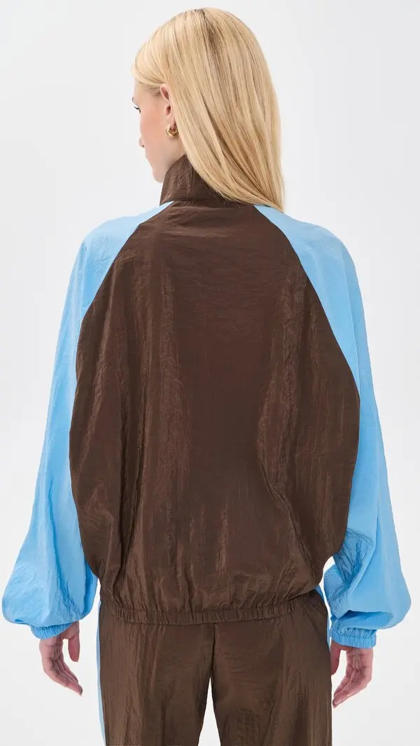 LA LIGNE Colorblock Half Zip Windbreaker - Chocolate/cerulean