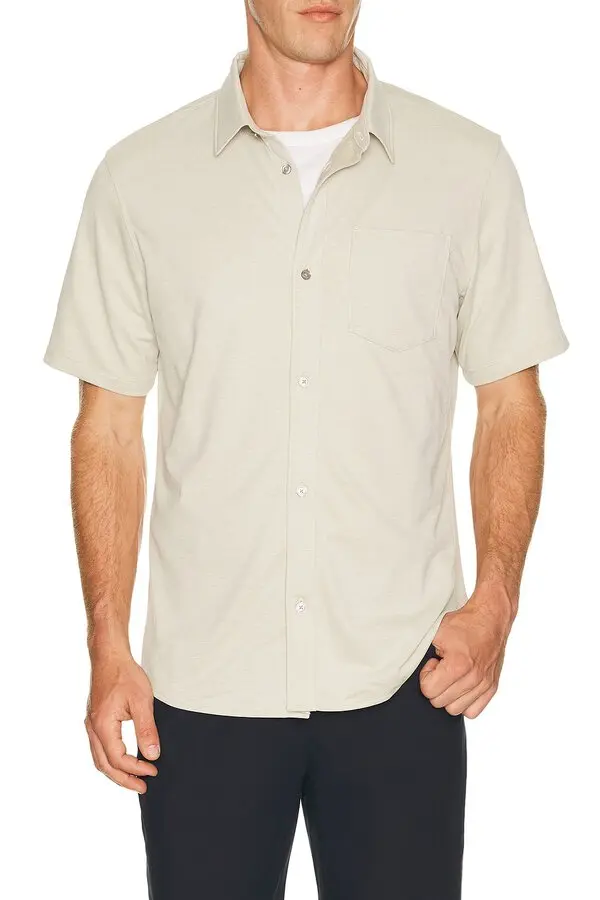 Vuori Knit Oxford Button Down Shirt In Cream - Trench
