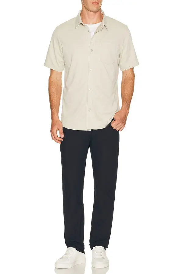 Vuori Knit Oxford Button Down Shirt In Cream - Trench