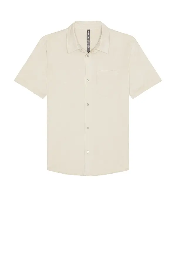 Vuori Knit Oxford Button Down Shirt In Cream - Trench