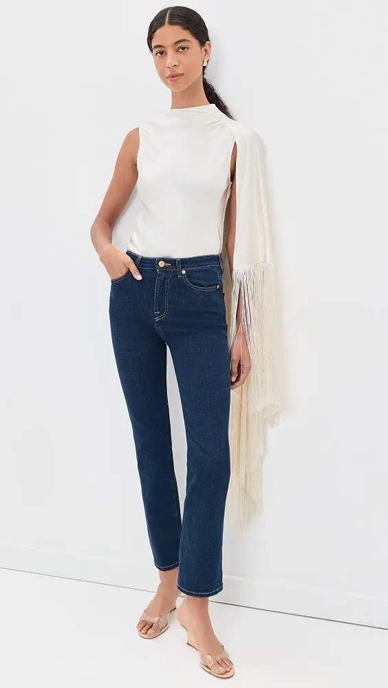 SELF-PORTRAIT Satin Fringed Scarf Top