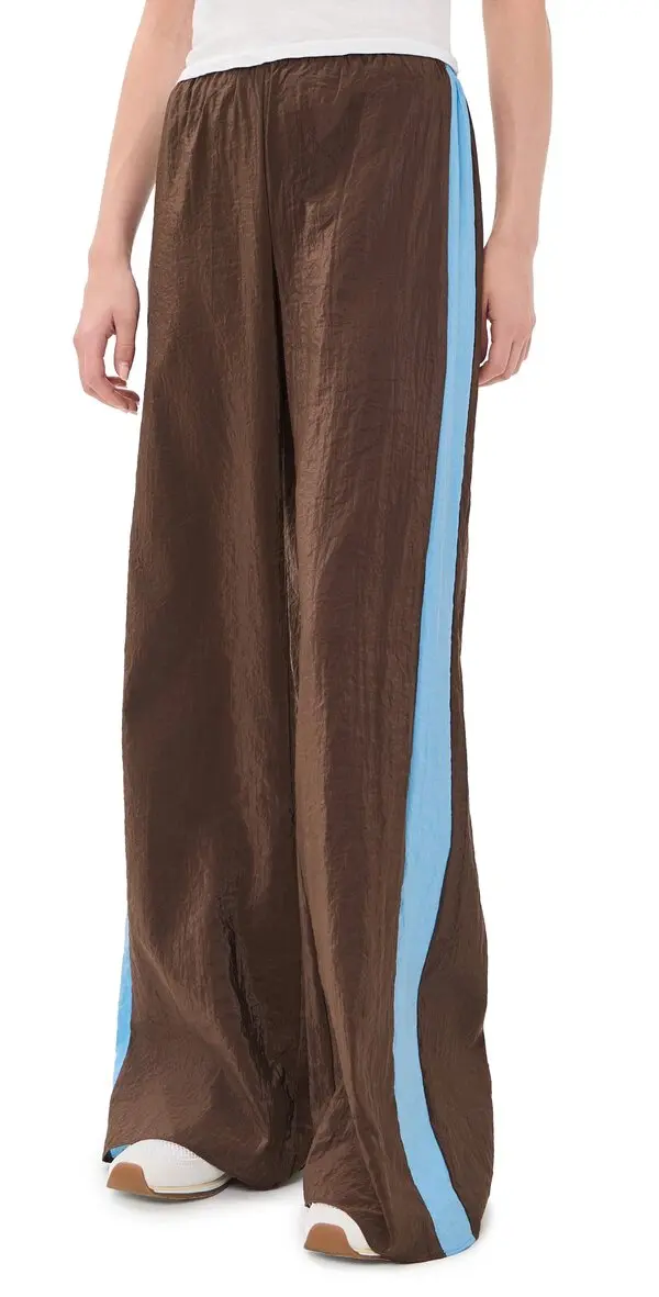 LA LIGNE Side Stripe Colby Pants - Chocolate/cerulean