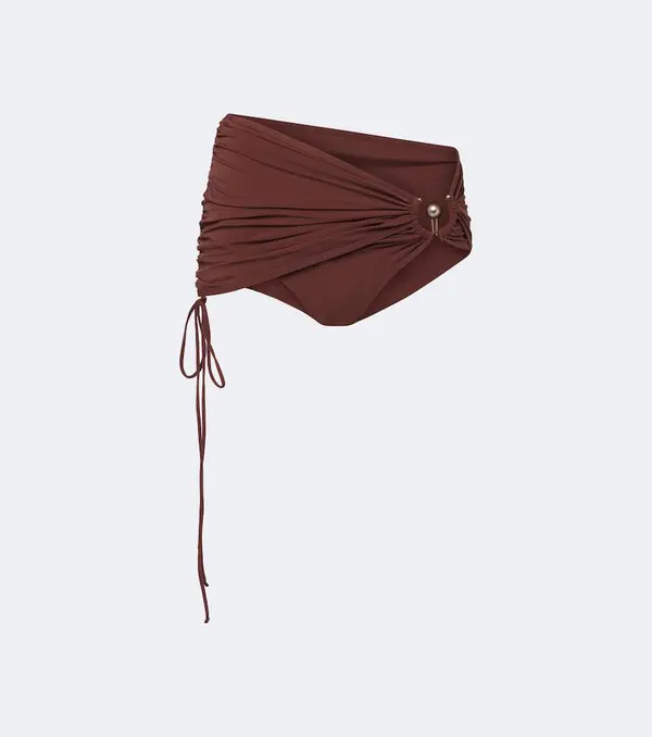 Christopher Esber Embellished Ruched Bikini Bottoms