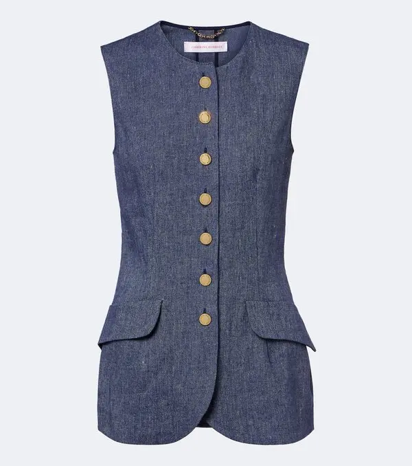 Carolina Herrera Linen, Wool, Silk, And Cashmere Vest
