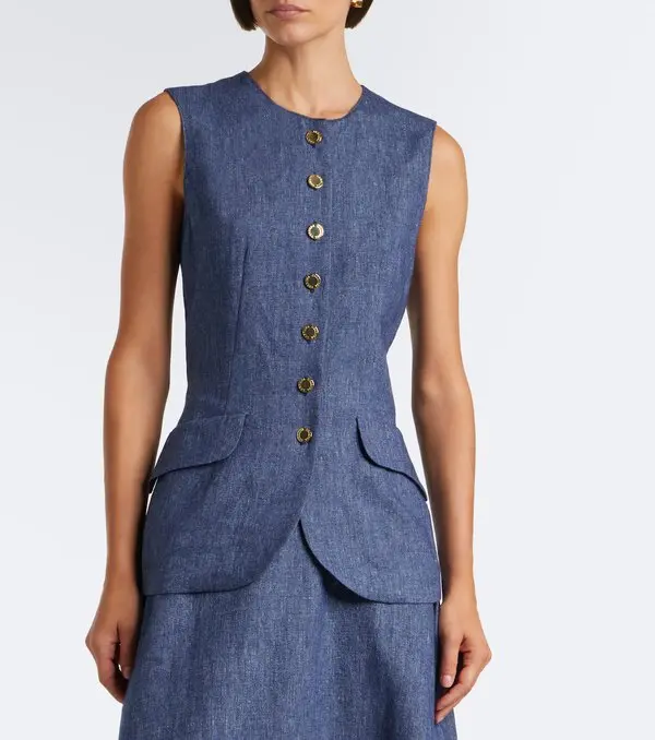 Carolina Herrera Linen, Wool, Silk, And Cashmere Vest