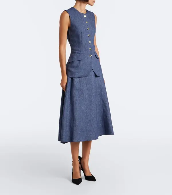 Carolina Herrera Linen, Wool, Silk, And Cashmere Vest