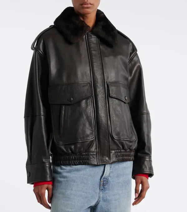 Loulou De Saison Russo Leather Bomber Jacket