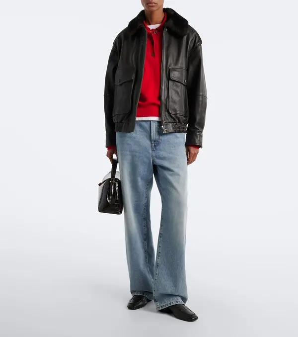 Loulou De Saison Russo Leather Bomber Jacket