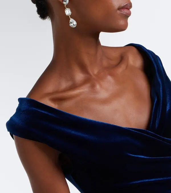 Monique Lhuillier Embellished Draped Velvet Gown