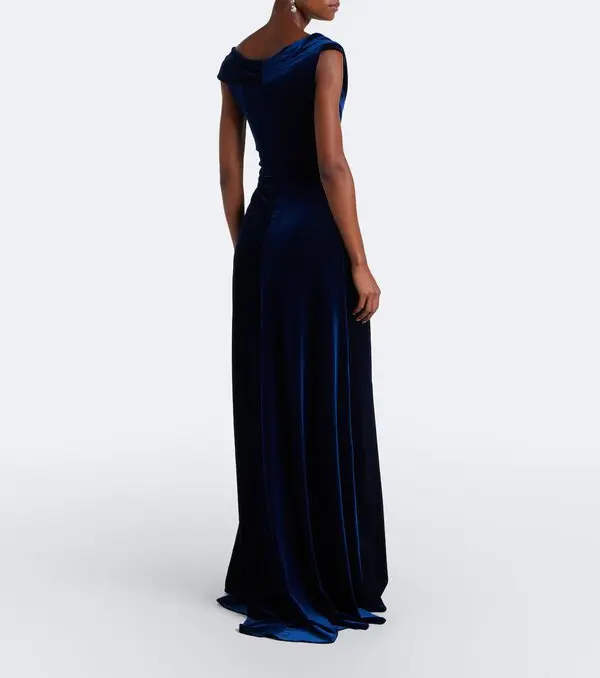 Monique Lhuillier Embellished Draped Velvet Gown