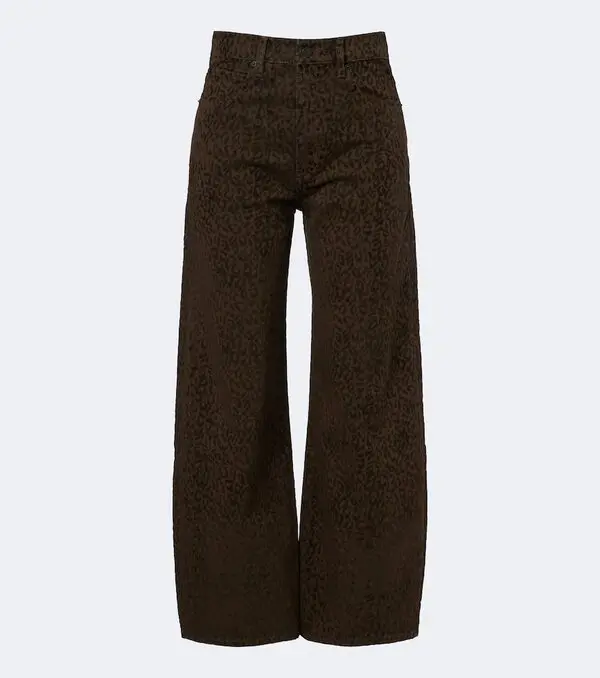 FRAME Bow Leopard-print Barrel-leg Jeans