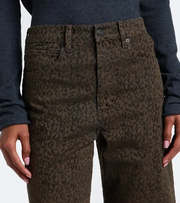 FRAME Bow Leopard-print Barrel-leg Jeans