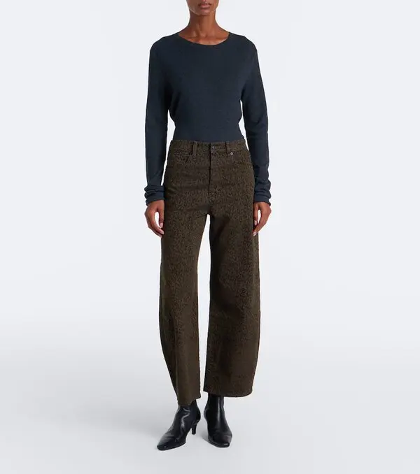 FRAME Bow Leopard-print Barrel-leg Jeans