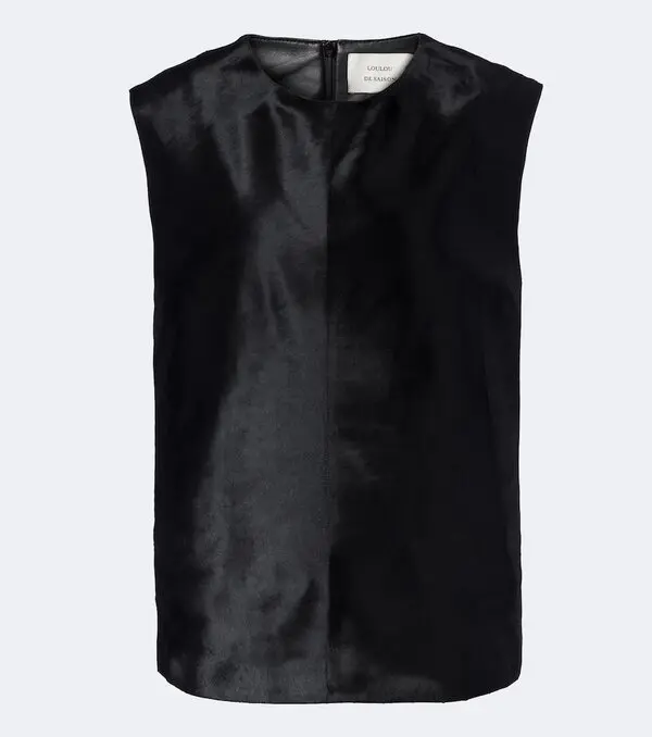 Loulou De Saison Juni Pony-effect Leather Top - Black