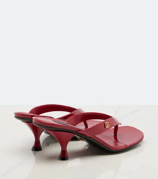 Dolce & Gabbana Dg Patent Leather Thong Sandals