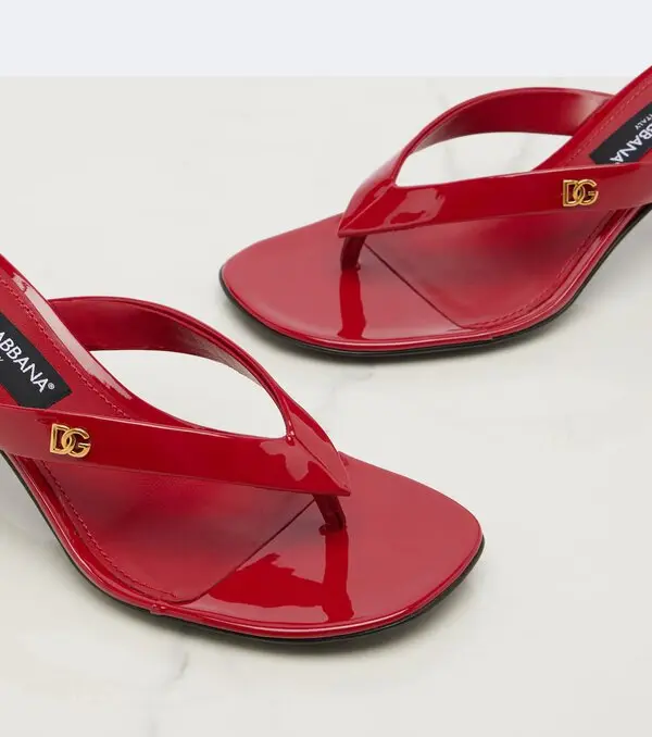 Dolce & Gabbana Dg Patent Leather Thong Sandals