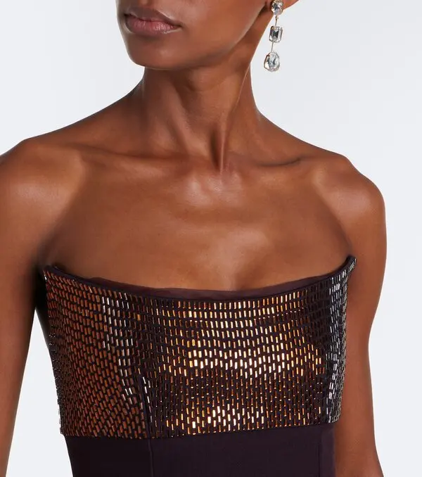 Roland Mouret Embellished Paneled Corset Gown - Burgundy