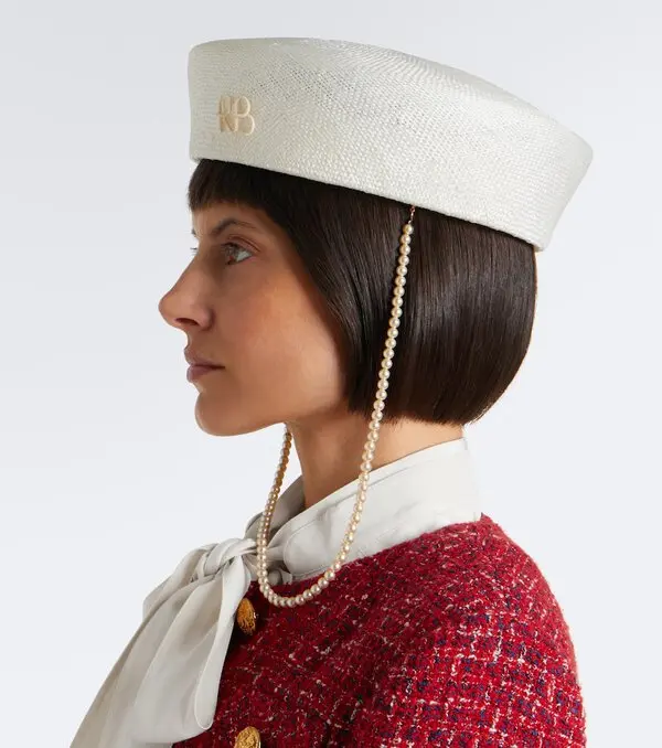 Ruslan Baginskiy Faux-pearl Straw Hat