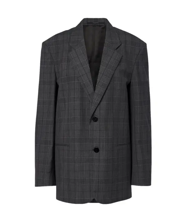 Gucci Oversized Checked Wool Blazer - Grey