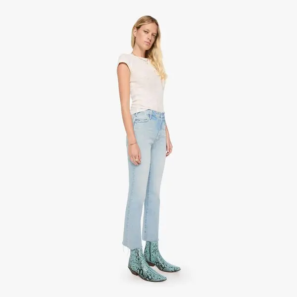 MOTHER The Hustler Flood Fray Jeans - Light Blue