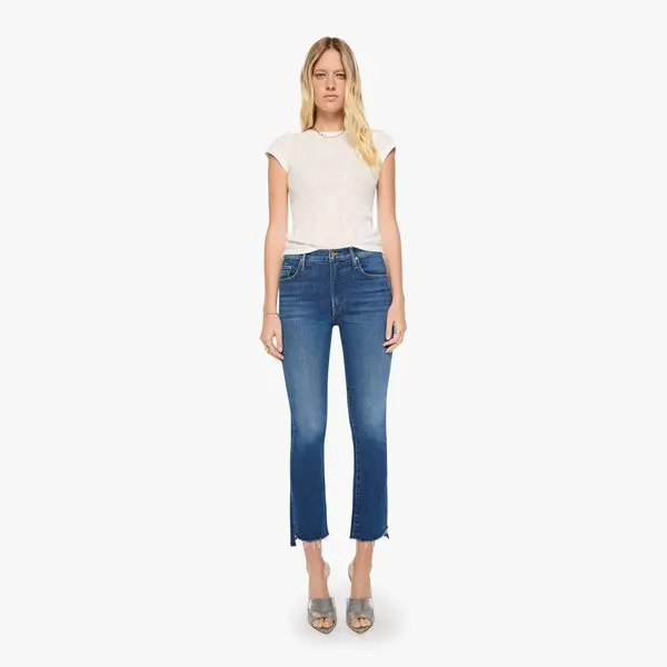 MOTHER The Insider Ankle Step Fray Cosmic Cowgirl Jeans - Blue