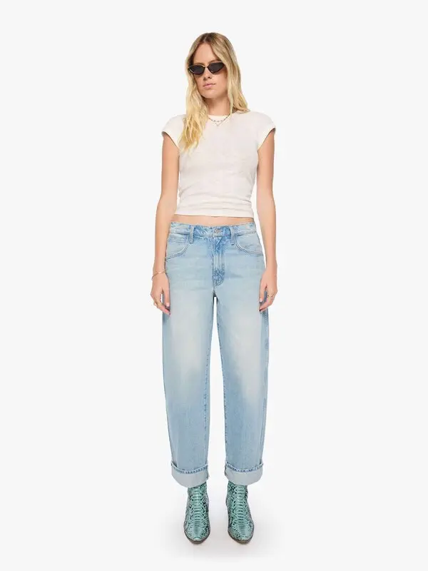 MOTHER The Delinquent Ankle Cuff Jeans - Light Blue