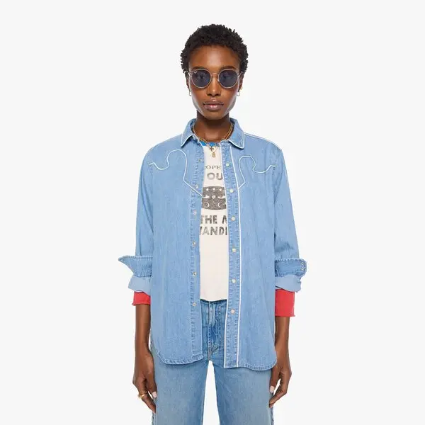 MOTHER The Country Exes Rope Em Shirt - Light Blue