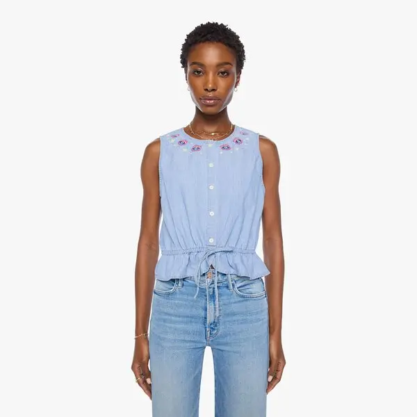 MOTHER The Drawn Love Letter Intuition Check Shirt - Light Blue