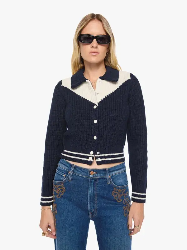 MOTHER The Baby Raquette Cardigan - Navy