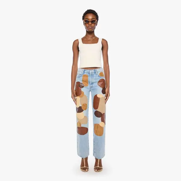 MOTHER The Patched Dialed Back Rambler Sneak Out Of This Galaxy Jeans - Blue