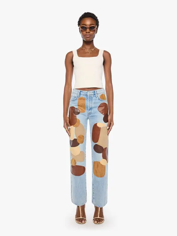 MOTHER The Patched Dialed Back Rambler Sneak Jeans - Blue