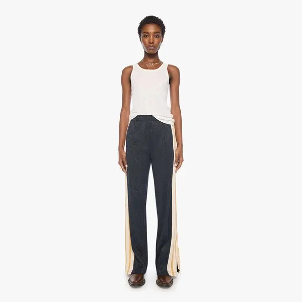 MOTHER Track Star Wide Leg Pants With Contrast Side Stripe - Yellow