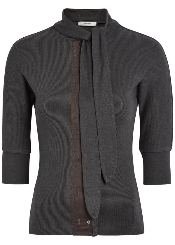 LEMAIRE Ascot Ribbed Cotton-blend T-shirt - Anthracite